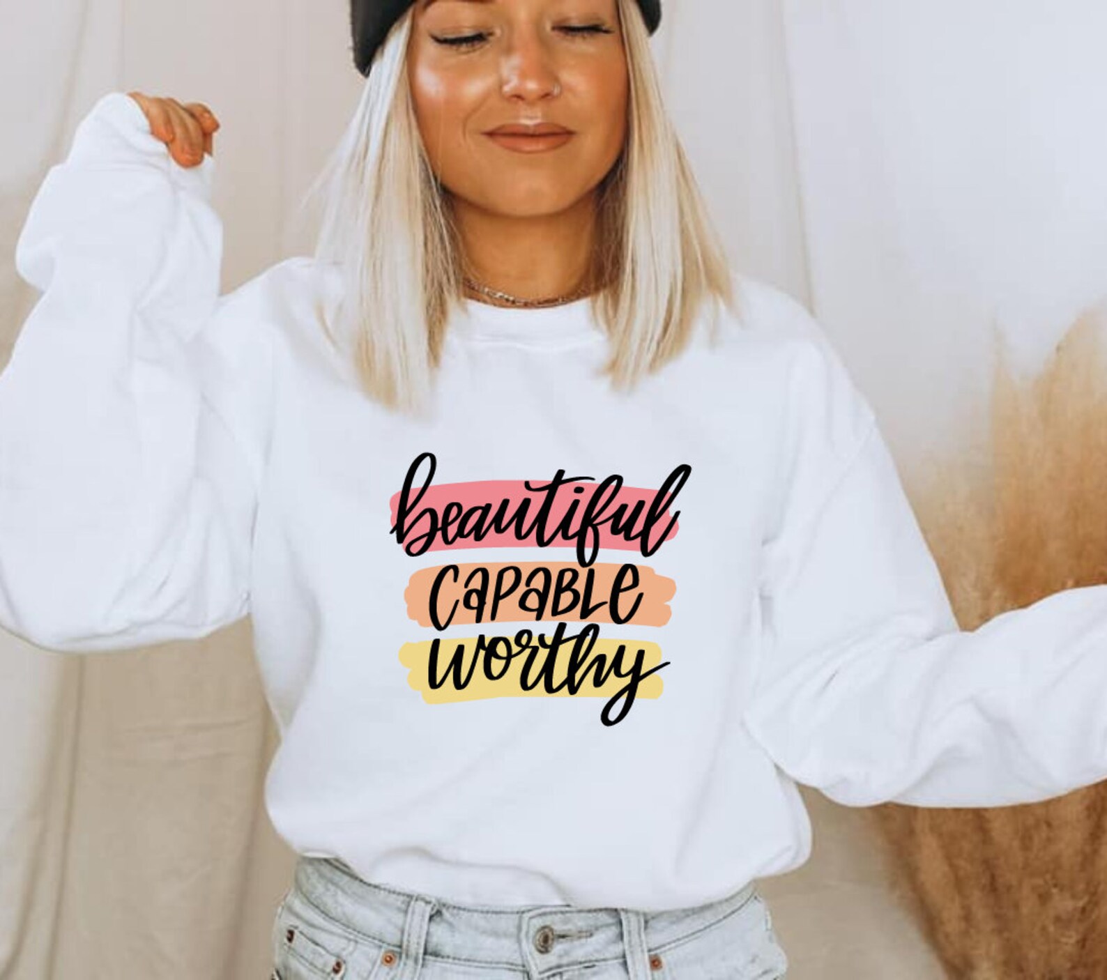 Beautiful Capable Worthy Svg Positive Quotes Calligraphy - Etsy