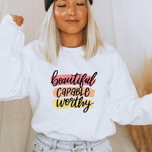 Beautiful Capable Worthy Svg, Positive Quotes, Calligraphy Quotes Svg ...