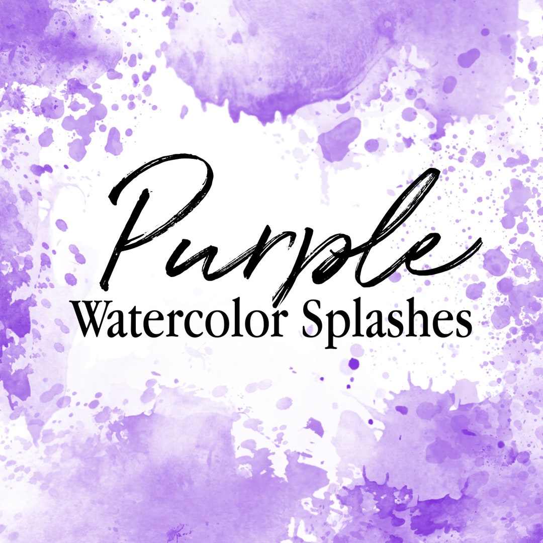 Purple Watercolor Splashes Clipart: PNG Graphics (digital Download) - Etsy