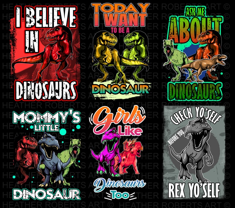 Dinosaur Sublimation PNG Bundle: T-rex, Rawr Quotes (digital Download ...