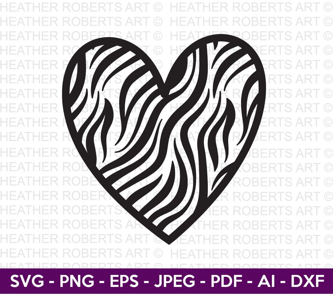 Zebra Pattern Heart Svg Heart SVG Hand-drawn Heart Svg - Etsy
