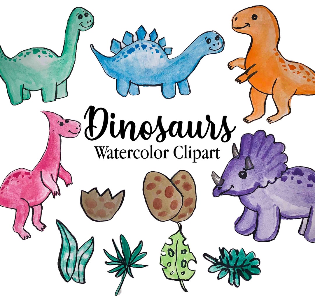Baby Dinosaur Watercolor Clipart Graphics, Dino Clip Art, T Rex ...