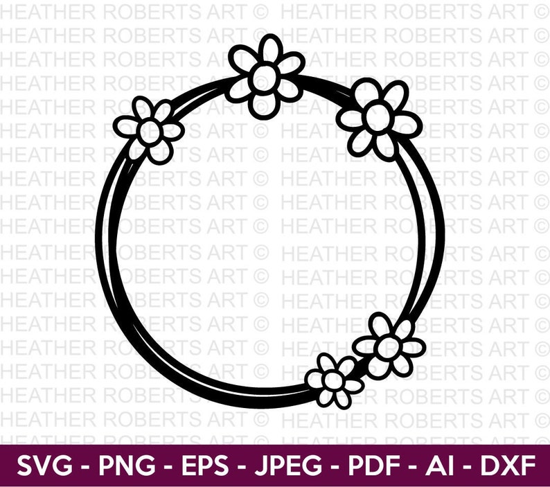 Flower Circle Doodle Svgcircle SVG Sketch Hand-drawn Circle - Etsy
