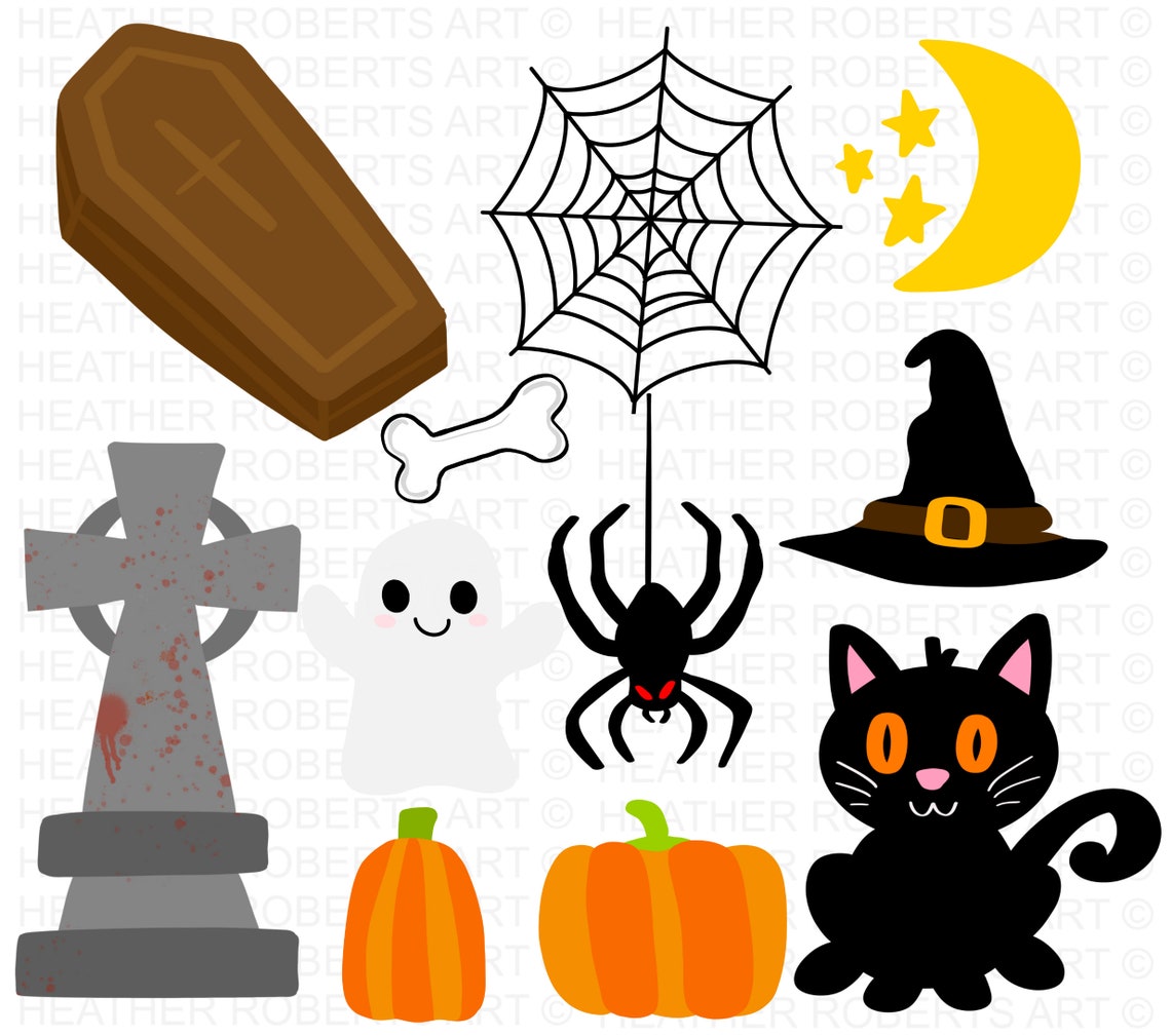 Halloween Clipart Set Halloween PNG Cute Halloween Clipart - Etsy