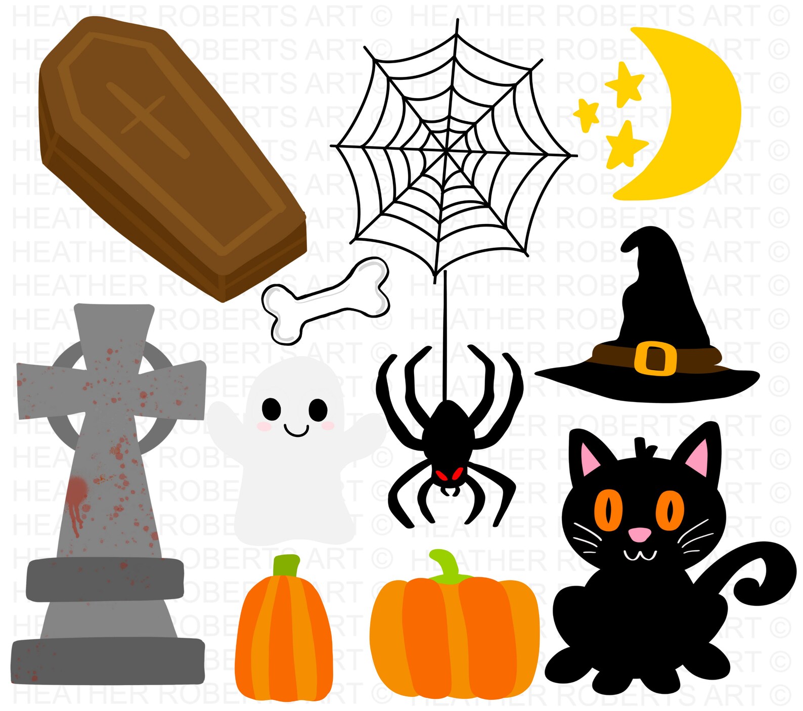 Halloween Clipart Set Halloween PNG Cute Halloween Clipart - Etsy