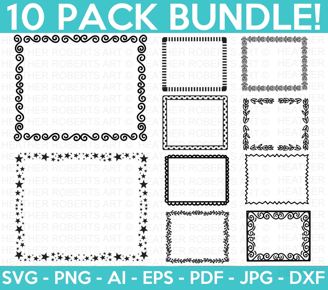 Frame Border SVG Bundle, Square Frames SVG, Fancy Borders SVG, Fancy ...