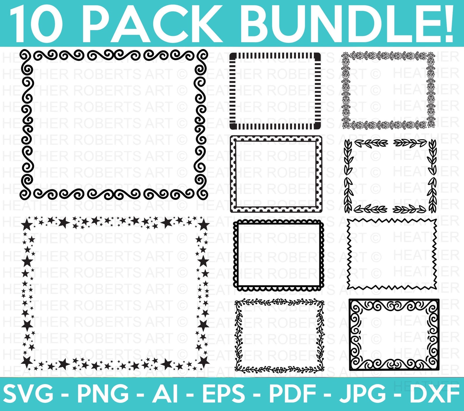 Frame Border SVG Bundle Square Frames SVG Fancy Borders SVG - Etsy