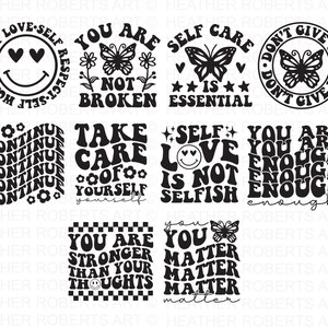 Retro Mental Health SVG Bundle, Positive SVG, Motivational SVG, Mental ...