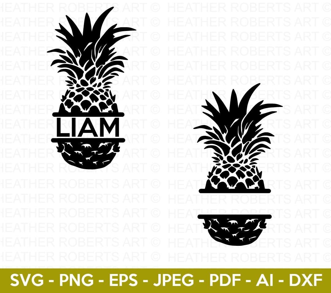 Pineapple Split Monogram Svg, Pineapple SVG, Pineapple, Fruit Svg, Clipart, Pineapple Silhouette ...