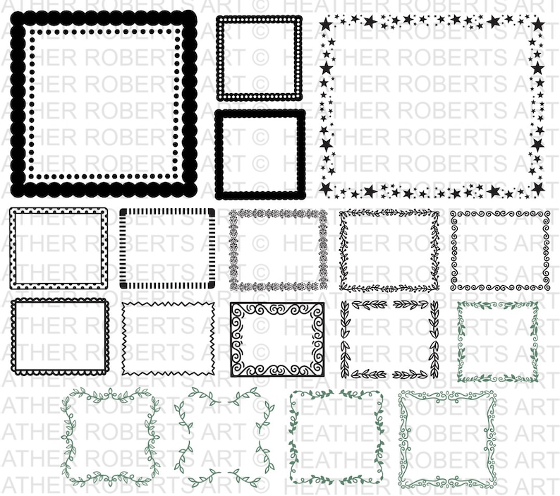Frames and Borders SVG Bundle, Square Frames SVG, Fancy Borders SVG ...
