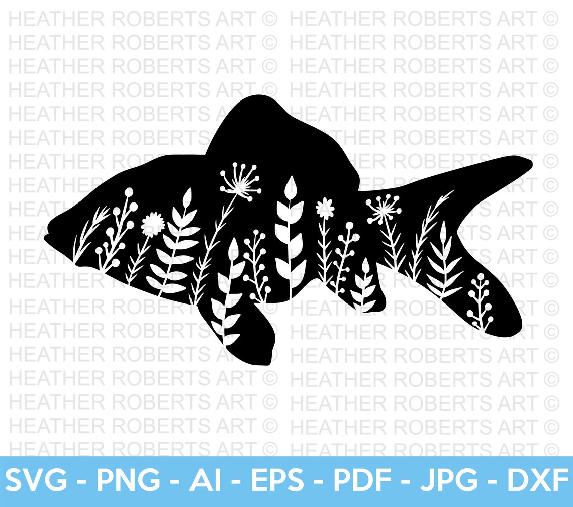 Floral Gold Fish SVG Fish SVG Floral Fish SVG Gold Fish - Etsy