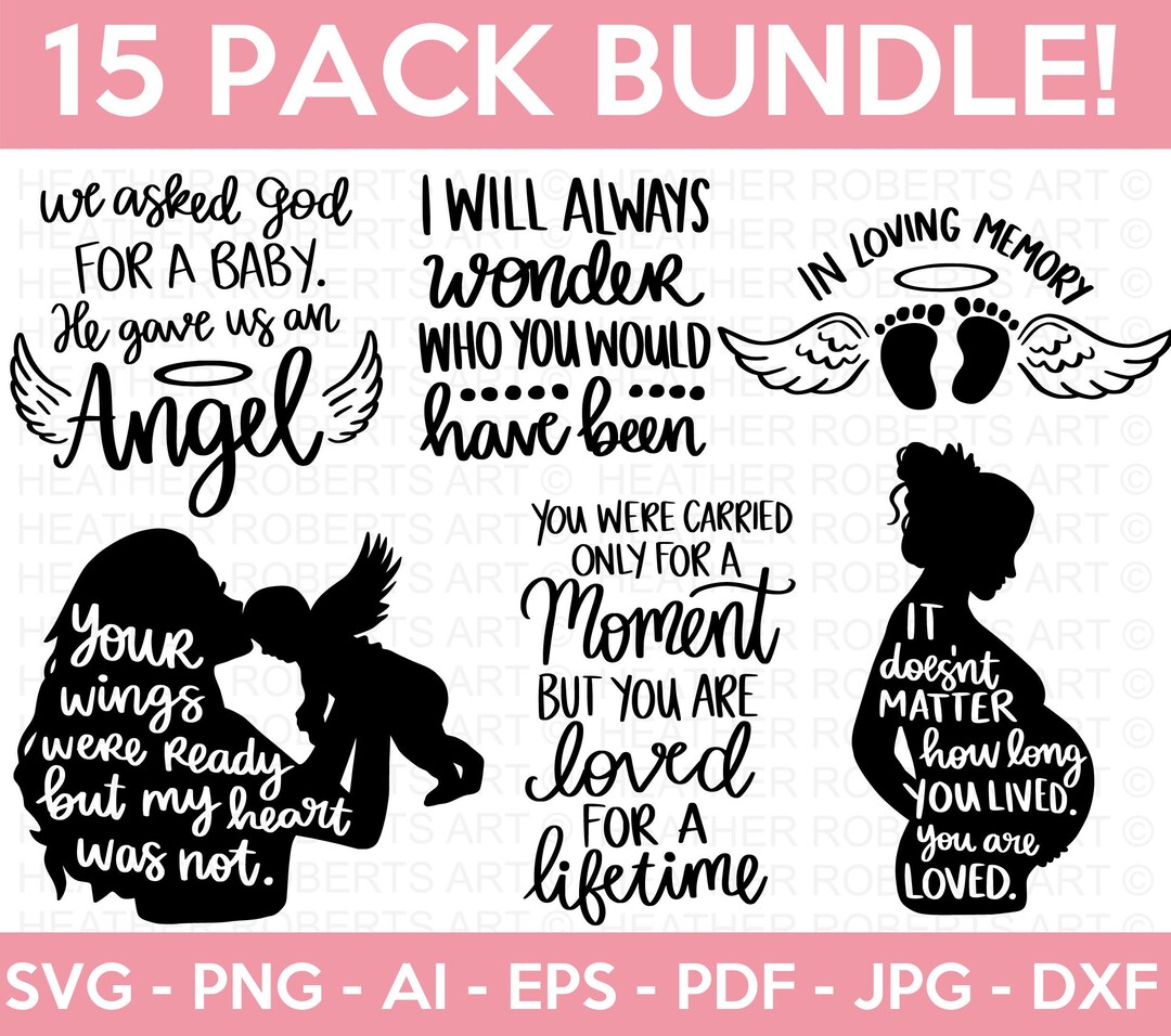 Pregnancy and Infant Loss SVG Bundle, Baby Loss SVG, Miscarriage SVG ...
