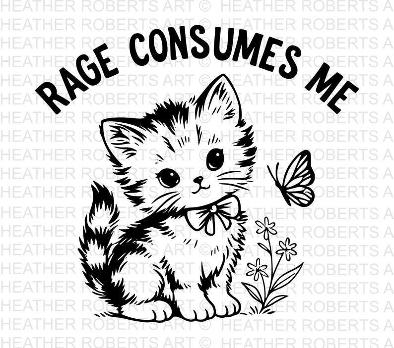 Rage Kitten T-shirt PNG: Funny Sarcastic Retro Design (digital Download ...