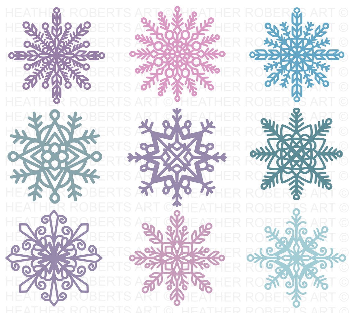 Snowflakes Colored SVG Bundle Snowflakes SVG Winter SVG - Etsy