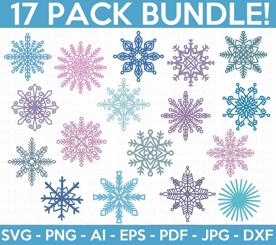 Snowflakes Colored SVG Bundle, Snowflakes SVG, Winter SVG, Blizzard Svg ...