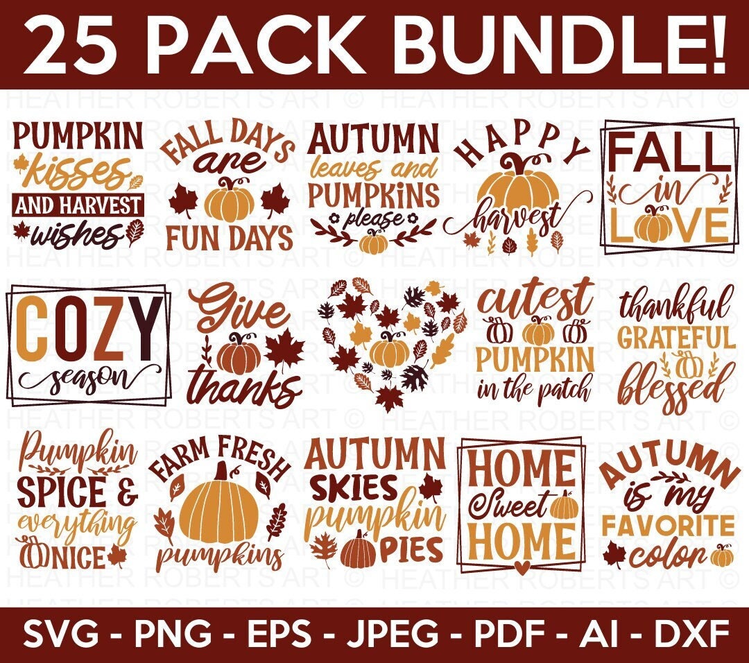 Autumn SVG Bundle, Fall SVG Bundle, Thanksgiving Svg, Fall Svg, Autumn ...