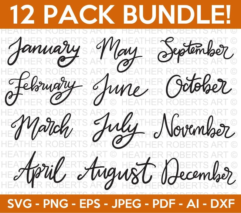 Months of the Year SVG Bundle January Svg February Svg - Etsy