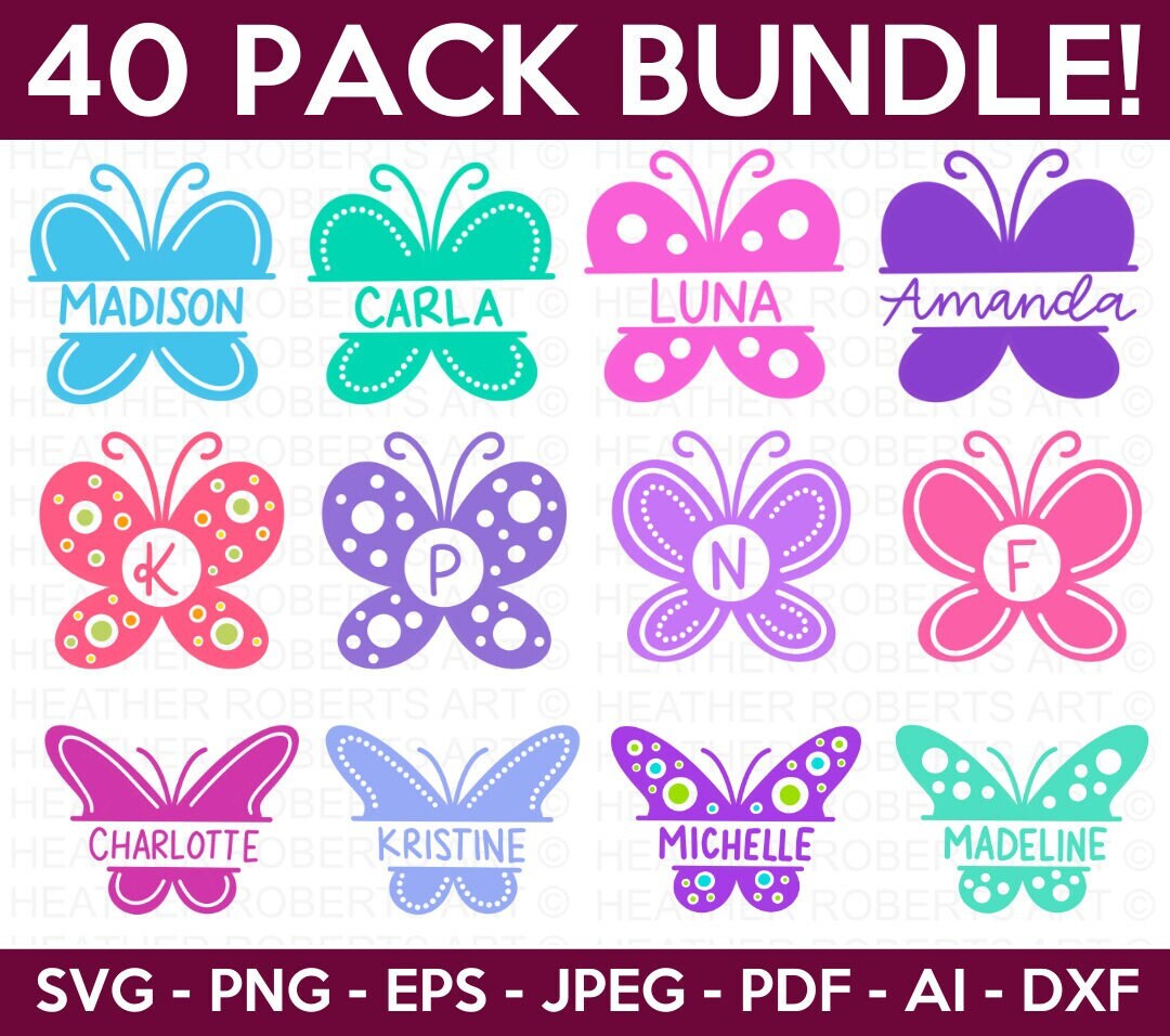 Butterfly Monogram Svg Bundle, Buttefly Svg, Doodle Butterfly Svg ...