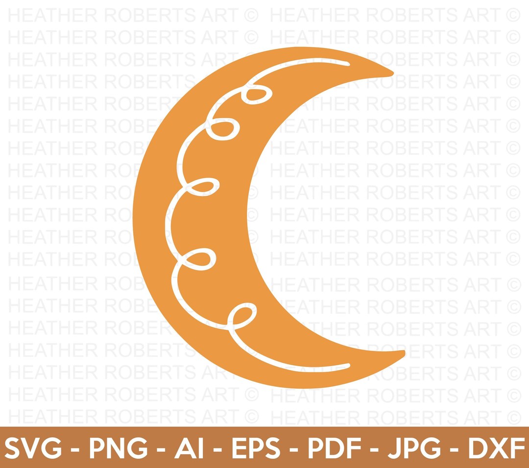 Boho Moon SVG, Moon SVG, Boho Clipart, Modern Design Svg, Hand Drawn ...