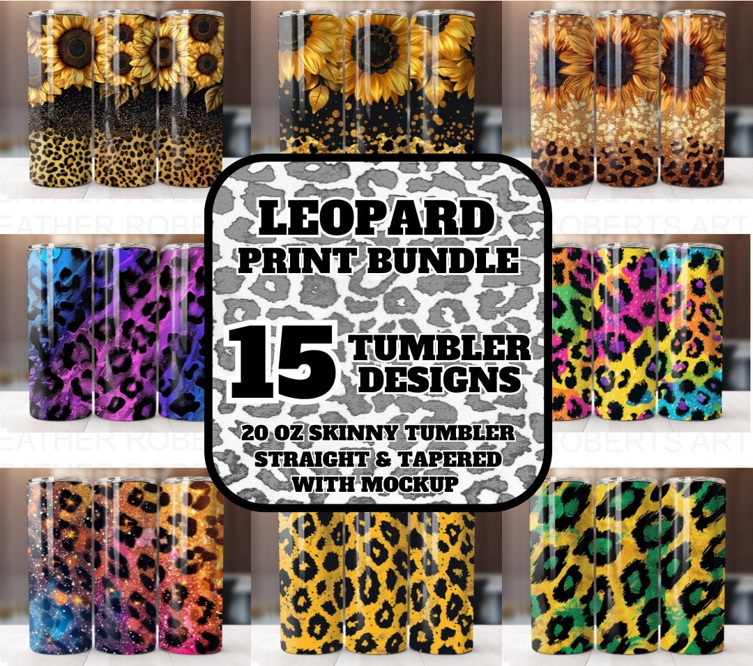 Leopard Print 20 Oz Tumbler Wrap Bundle, Leopard Print Designs, Tumbler ...