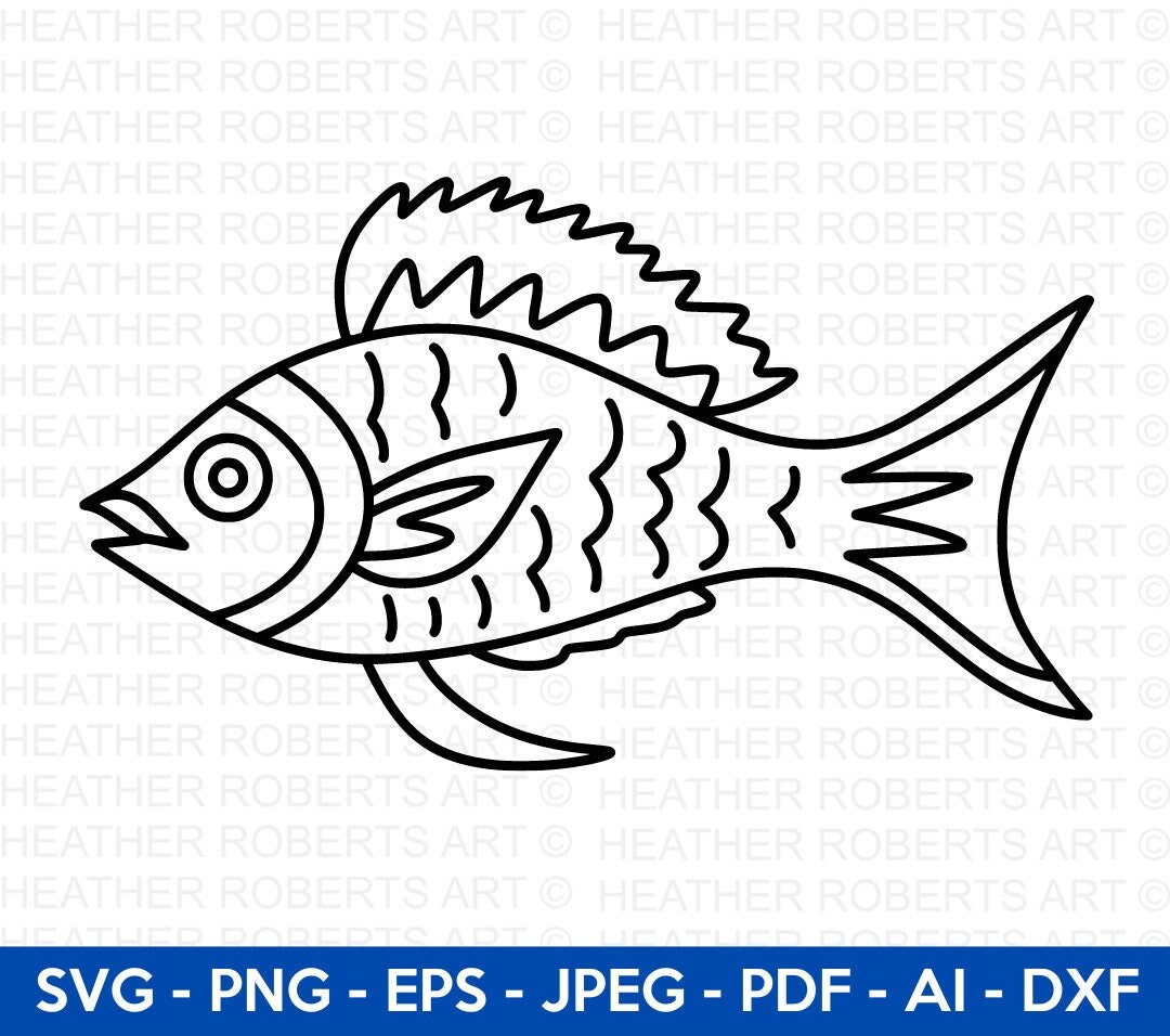 Fish SVG: Ocean Animal Outline Clipart (digital Download) - Etsy