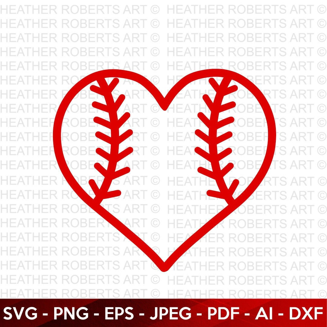 Stitched Heart Baseball Clipart