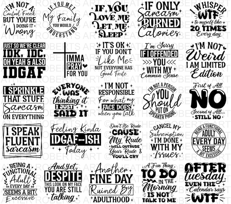 50 Sarcastic SVG Bundle, Funny SVG Bundle, Sarcasm SVG Bundle, Sassy ...