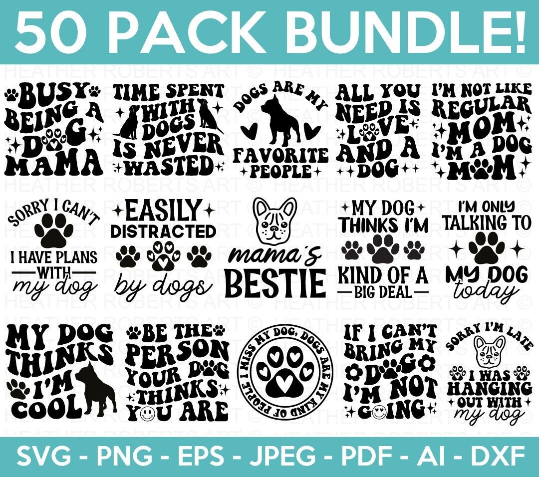Dog Quotes SVG Bundle: Fur Mom, Paw Prints (digital Files) - Etsy Canada