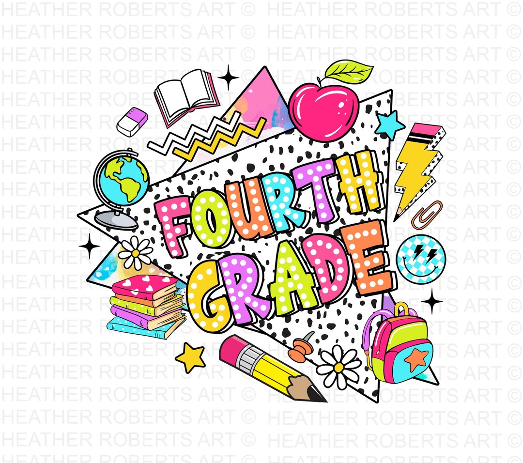 Retro Fourth Grade PNG: Back to School Sublimation (digital Download ...