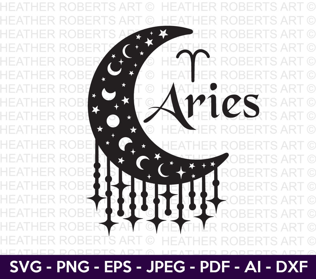 Aries SVG, Aries Zodia Moon Svg, Zodiac Signs SVG, Astrology Signs Svg ...