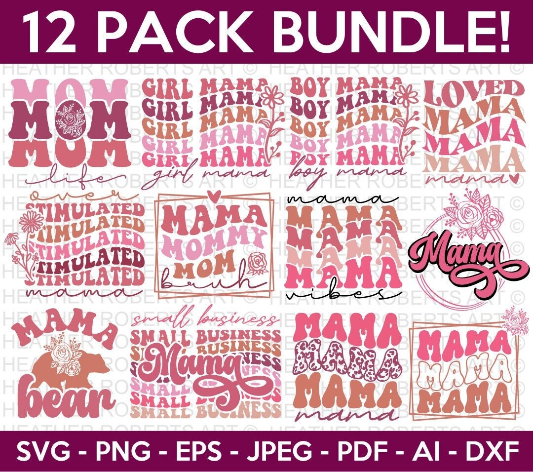 Retro Mother's Day SVG Bundle, Mom Shirt Svg, Mother's Day Gift, Mom ...