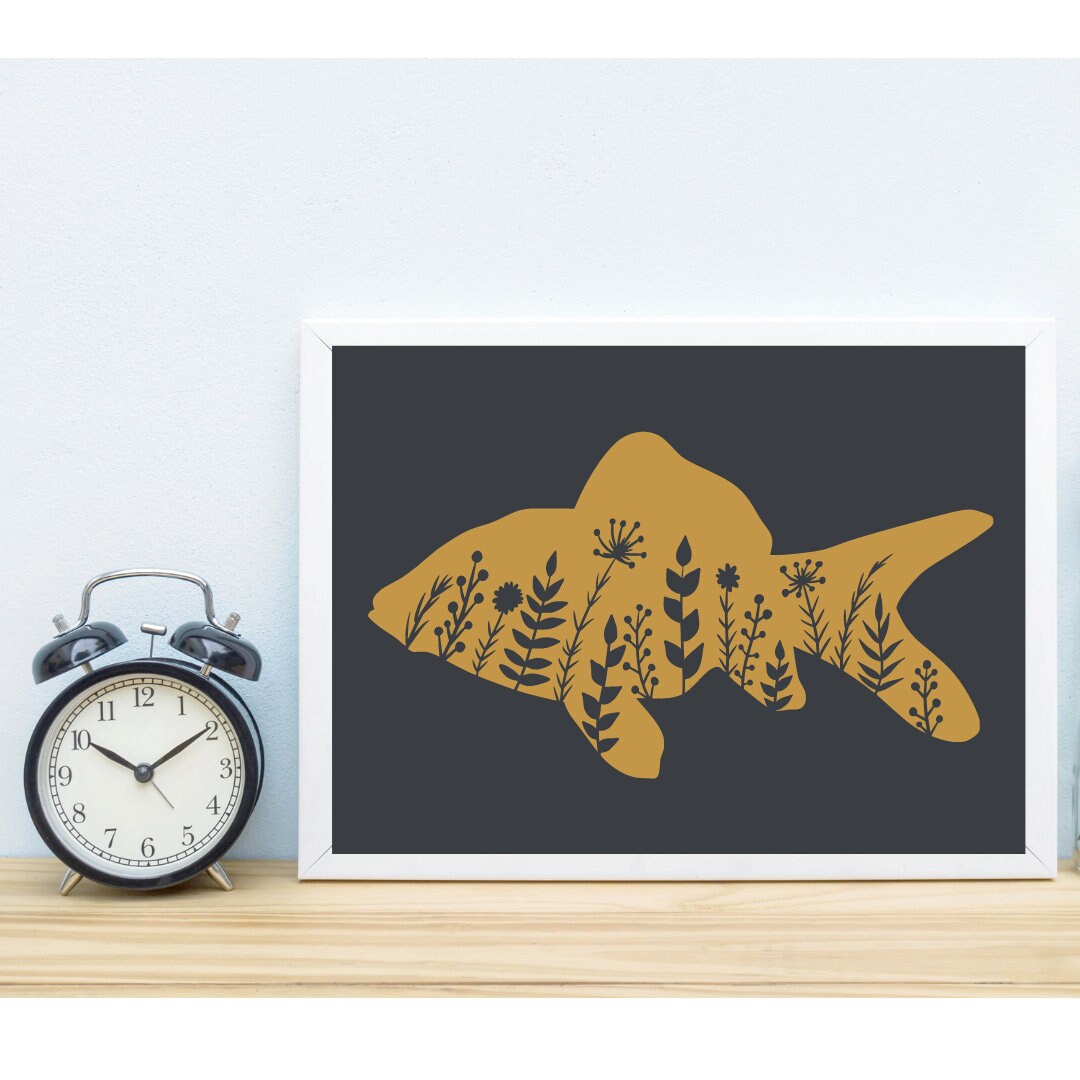 Floral Gold Fish SVG Fish SVG Floral Fish SVG Gold Fish | Etsy