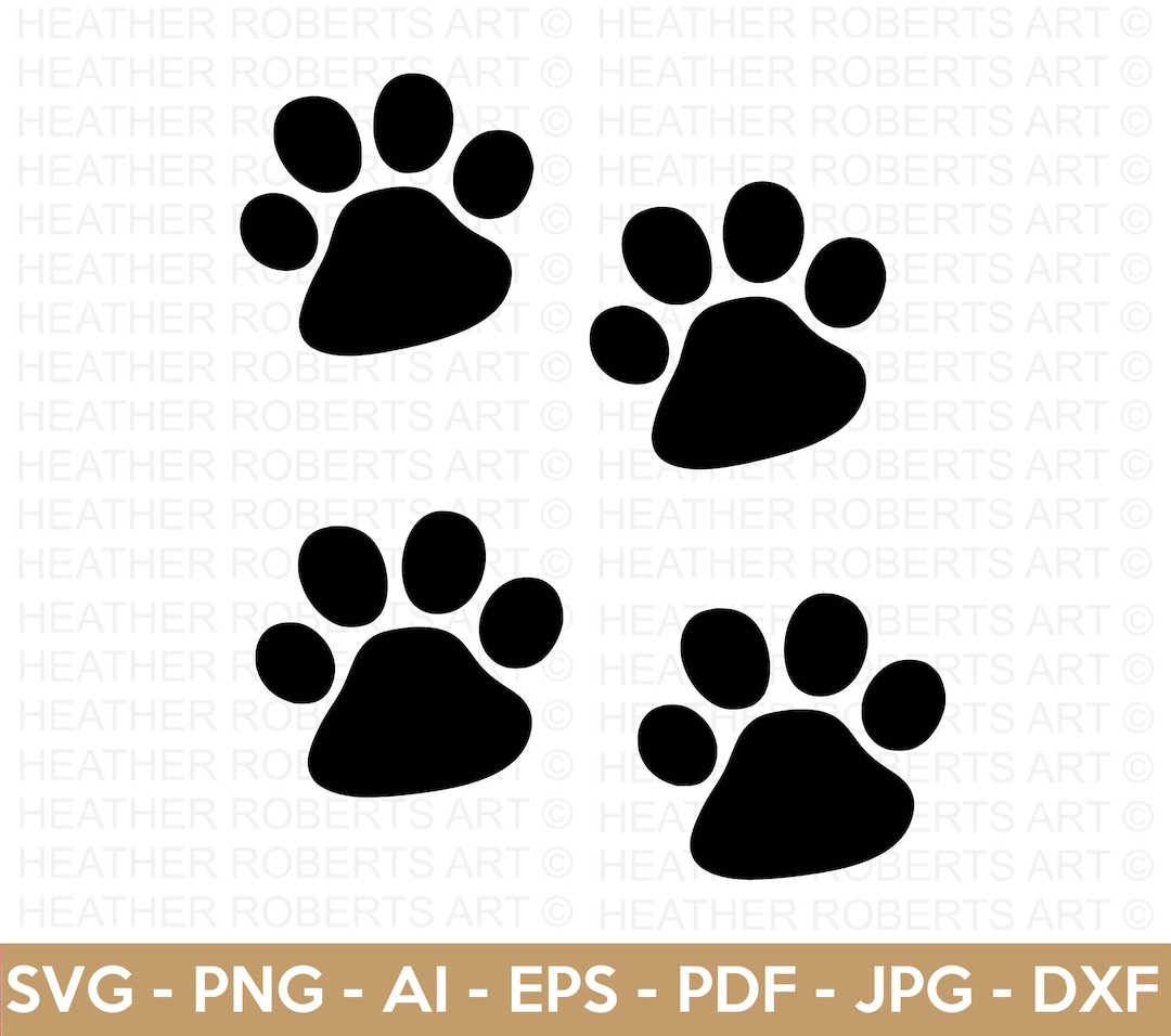 Paw Prints SVG Bundle: Dog Cat Animal Paw Print Cut Files - Etsy