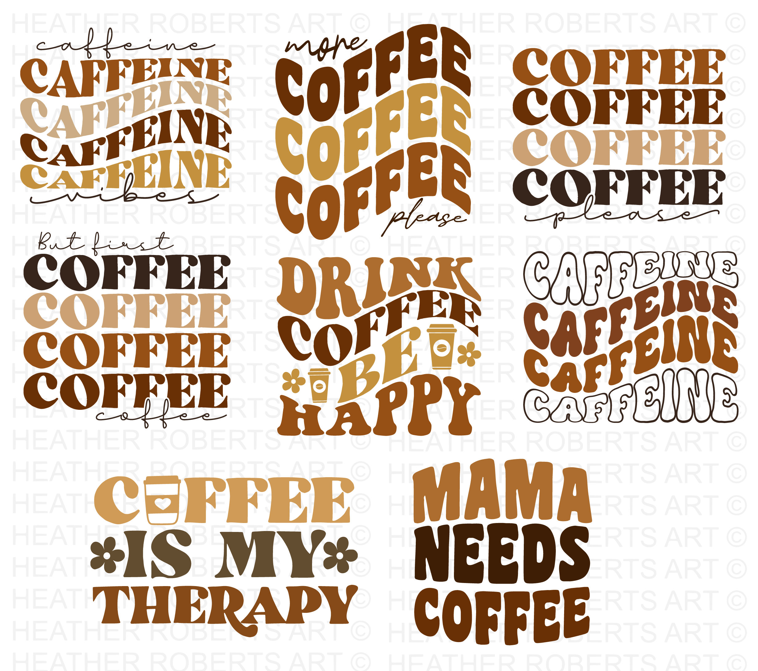 Retro Coffee SVG Bundle, Coffee SVG Bundle, Funny Coffee SVG, Caffeine ...
