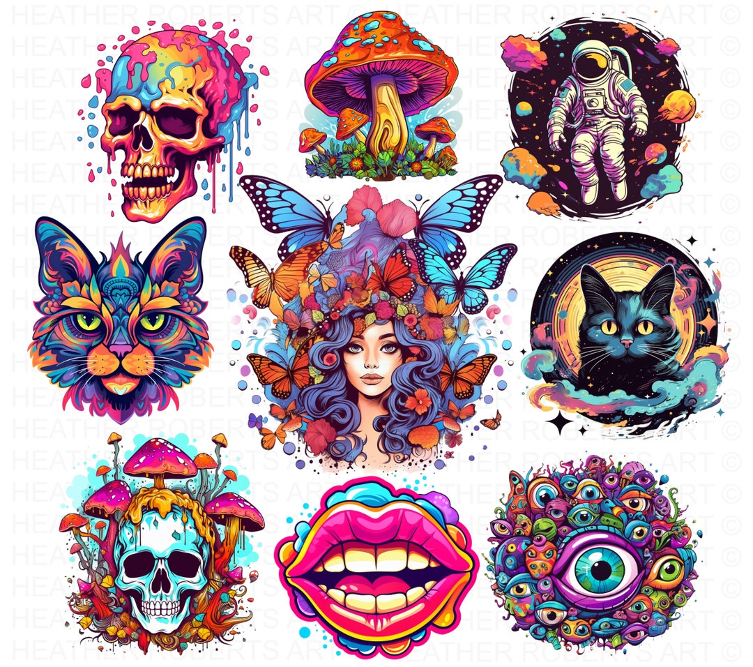 Psychedelic Sublimation Bundle, Magic Mushrooms PNG, Psychedelic Png ...