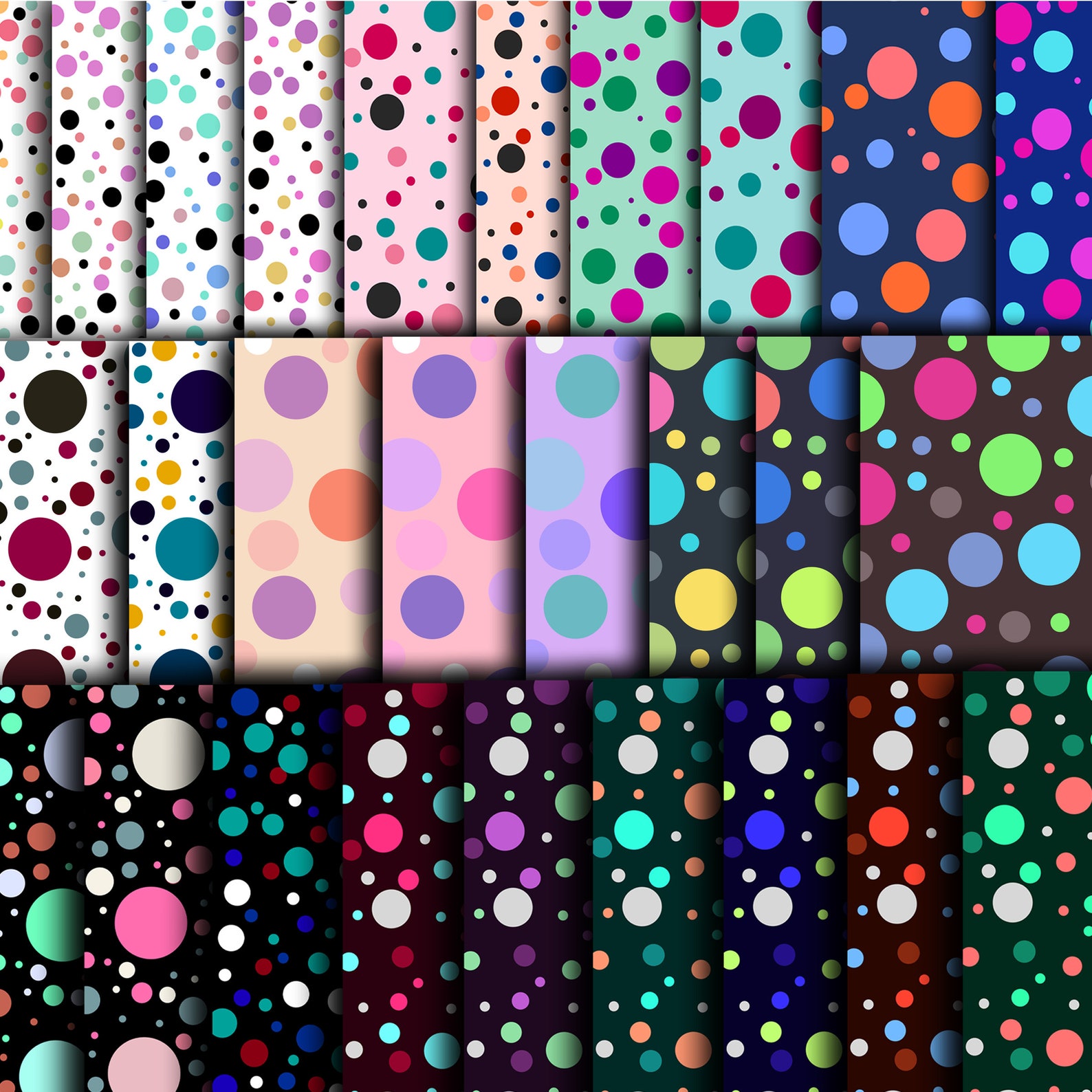 27 PACK Polka Dot Digital Paper Back, Instant Download, Rainbow Polka ...