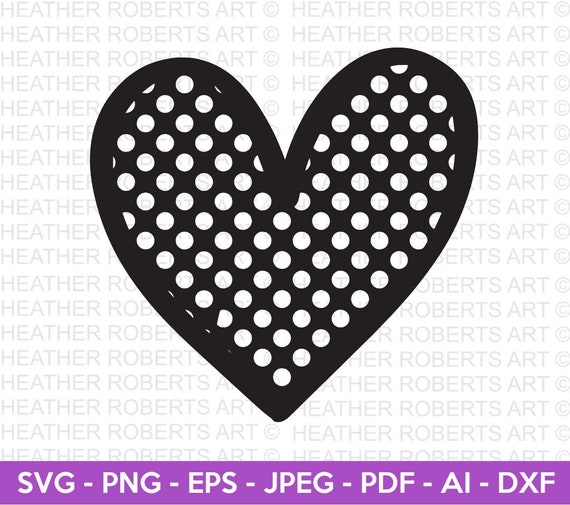 Polka Dots Heart Svg Heart SVG Sketchhand-drawn Heart - Etsy