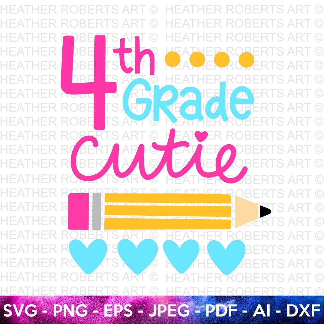 Fourth Grade Cutie SVG Hello School SVG Teacher Svg School - Etsy