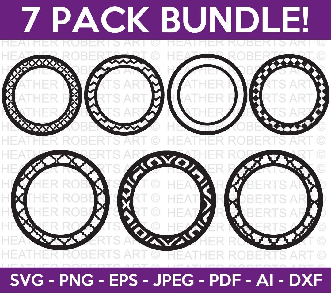 Circular Frame Svg Bundle, Circular Frames, Round Frames, Circle Svg ...