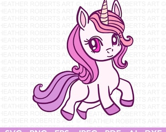 Cute Unicorn SVG PNG, Unicorn Clip Art, Unicorn Kawaii SVG, Unicorn Svg ...