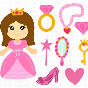 Princess Clipart Set, Princess PNG, Cute Princess Clipart Set, Little ...