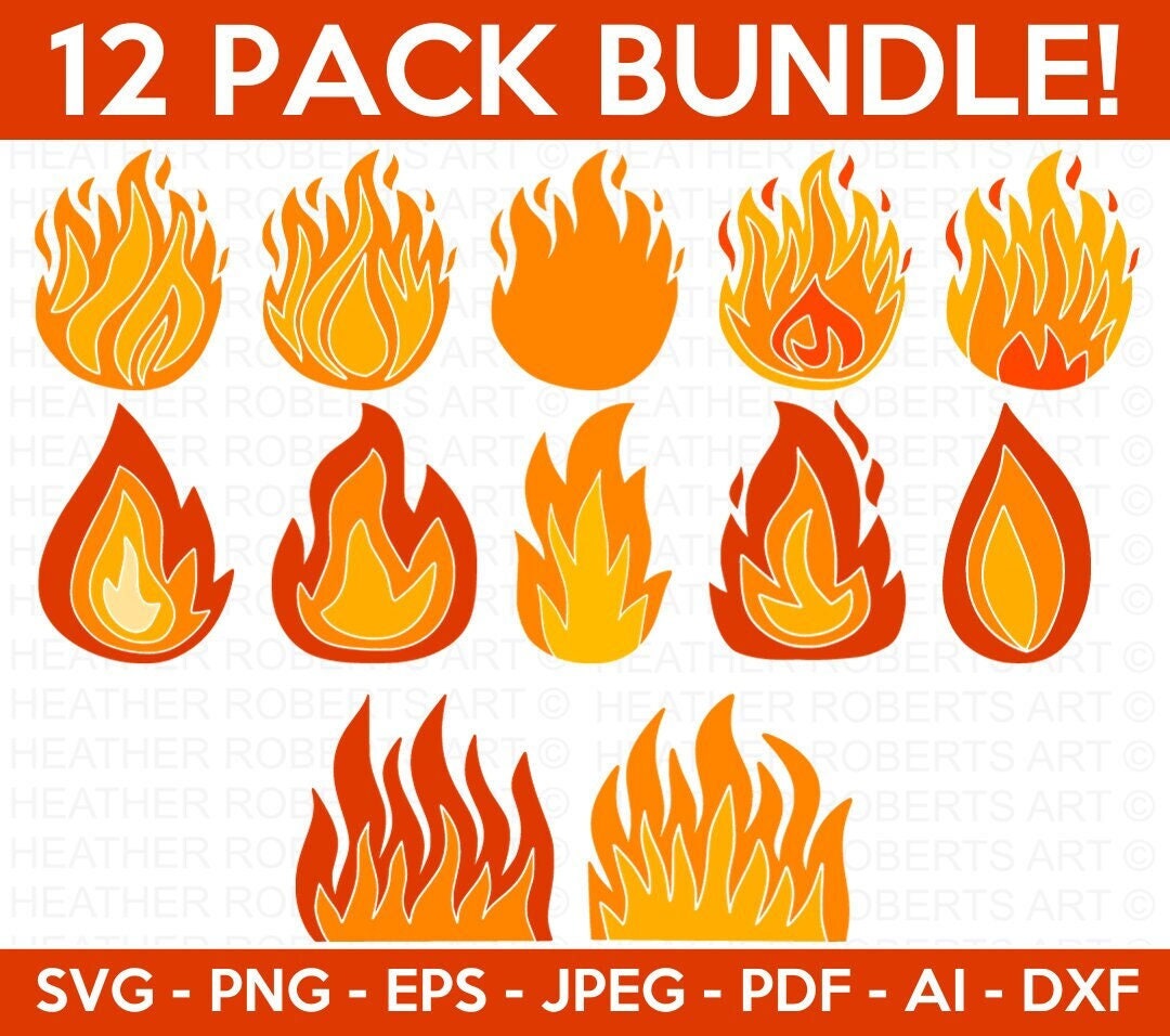 Fire Svg Bundle, Fire SVG, Flame SVG, Fire Flame SVG, Flame Layered Svg ...