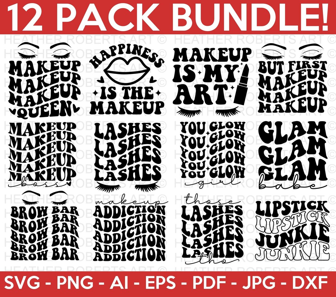 Retro Make up SVG Bundle (black), Make up SVG, Make up Queen Svg, Make ...