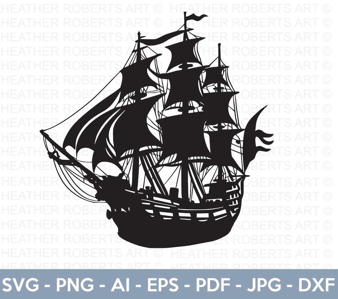 Pirate Ship Silhouette: Black Ship SVG, Cut File (digital Download) - Etsy