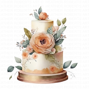 Watercolor Wedding Cakes Clipart, Cake Clip Art, Wedding Cake PNG ...