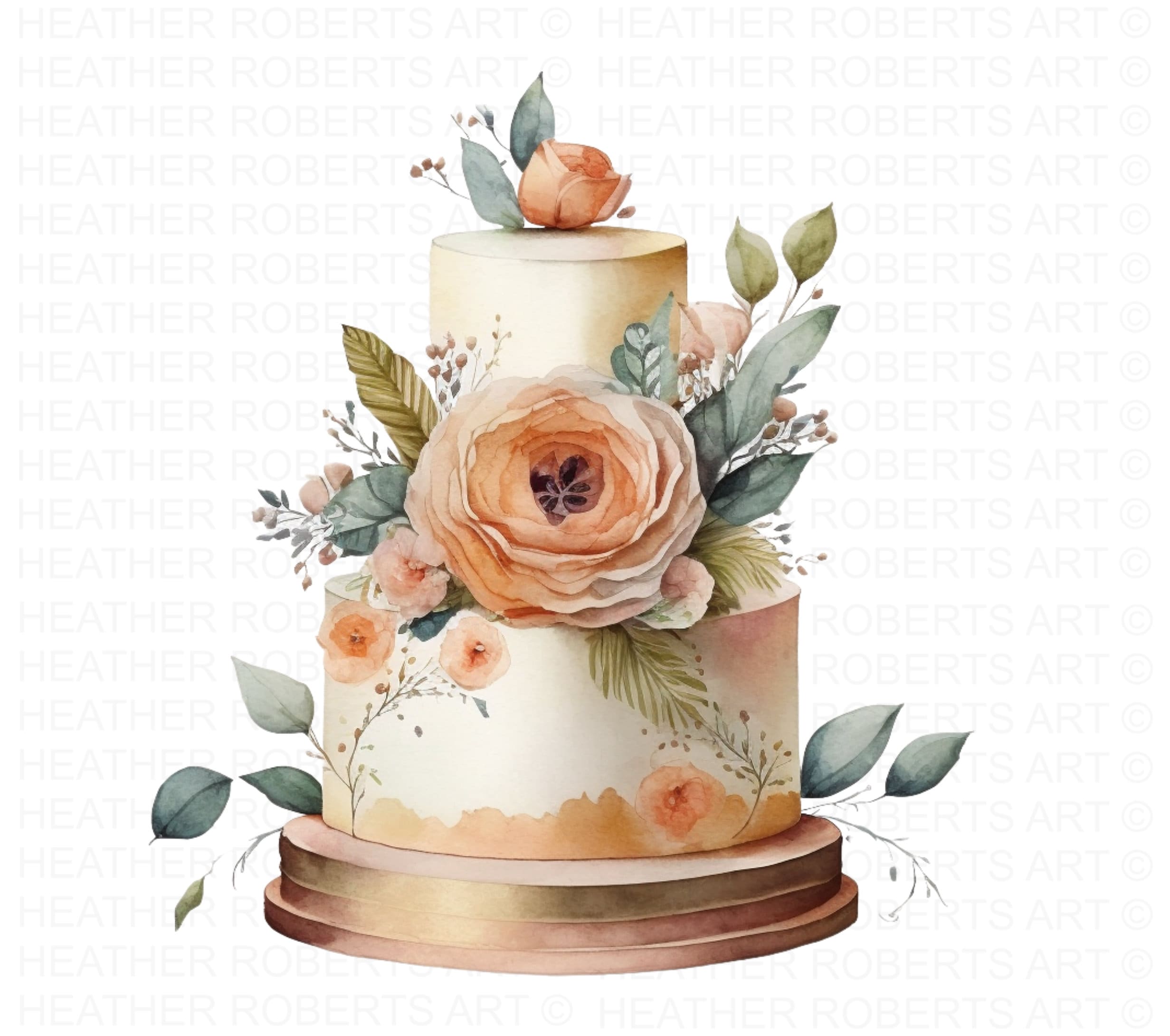 Watercolor Wedding Cakes Clipart Cake Clip Art Wedding Cake - Etsy