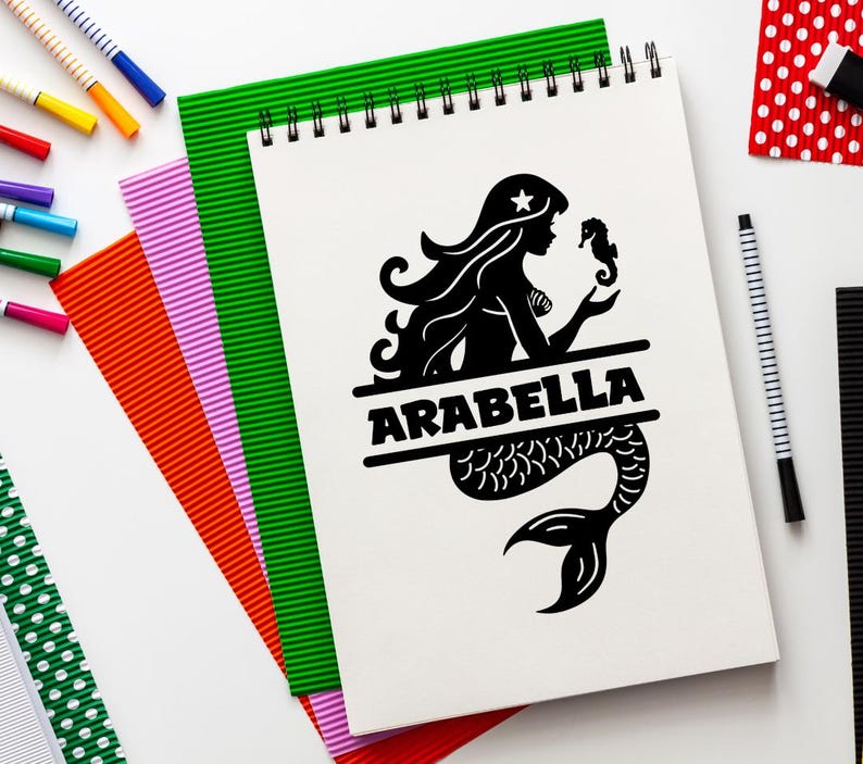 Mermaid Split Monogram Svg, Mermaid SVG, Mermaid Clipart SVG, Cute ...