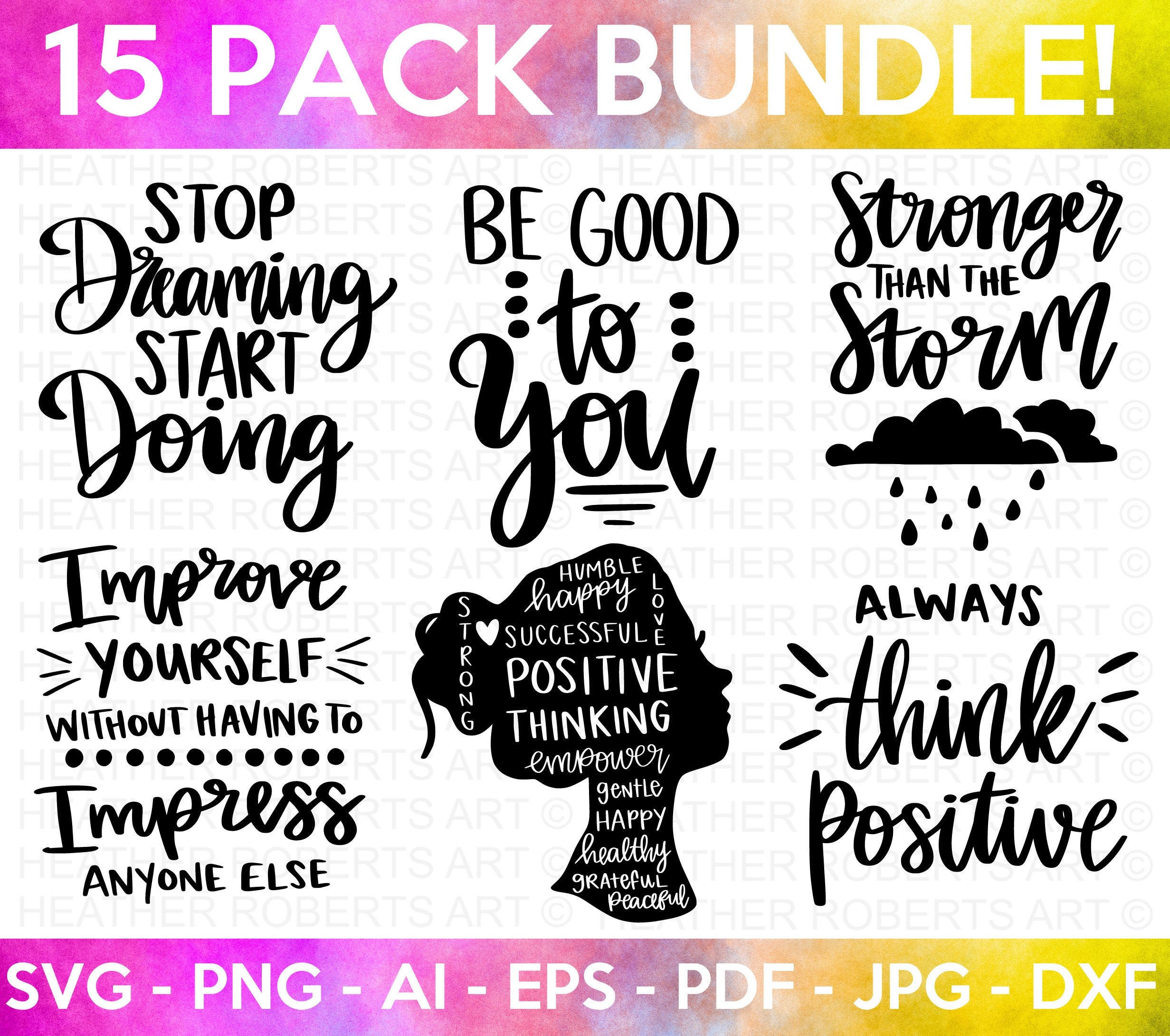 Positive Quotes SVG Bundle Motivational Quotes SVG | Etsy
