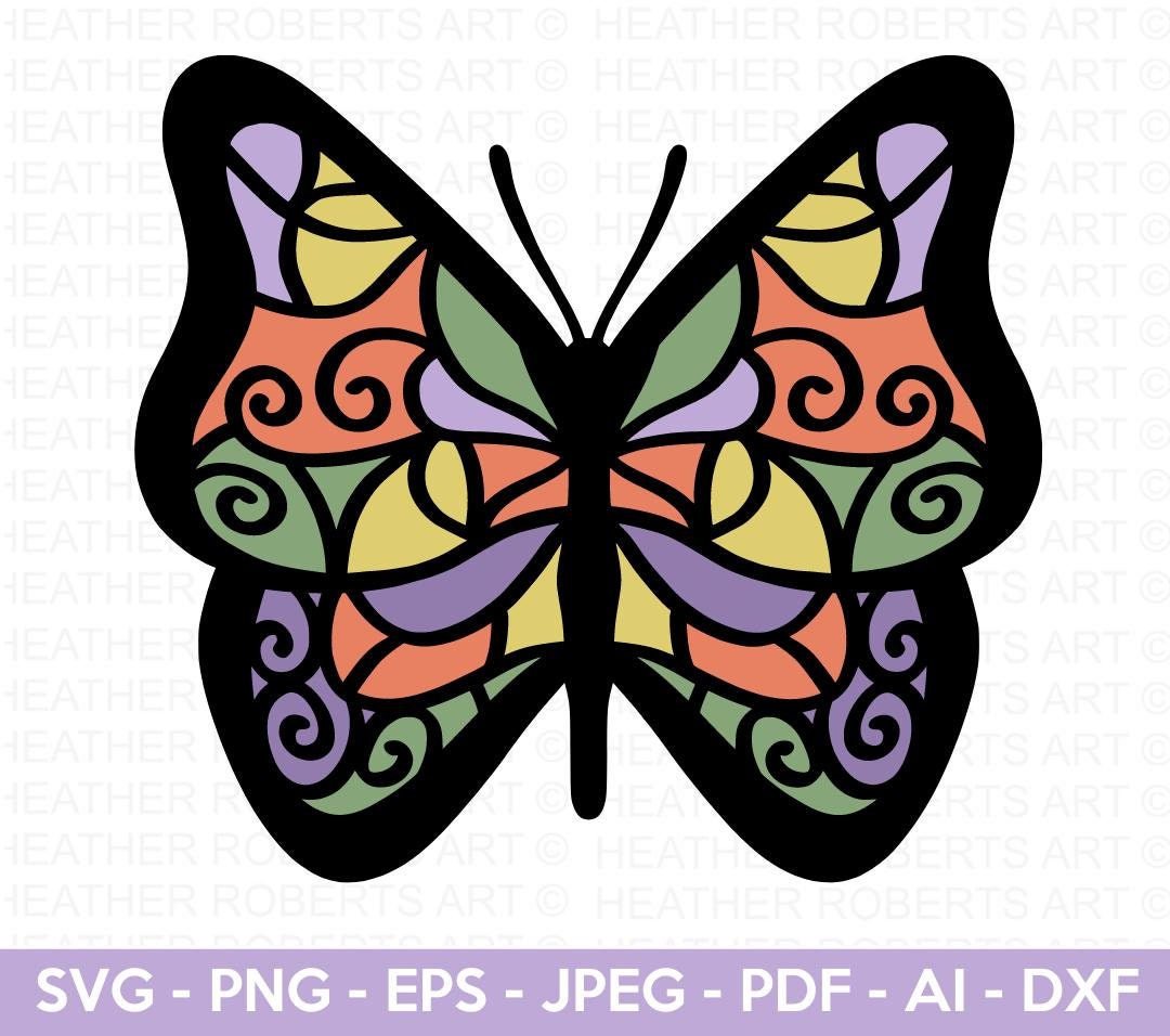 Colorful Butterfly SVG: Layered Clipart, Cricut Cut File - Etsy