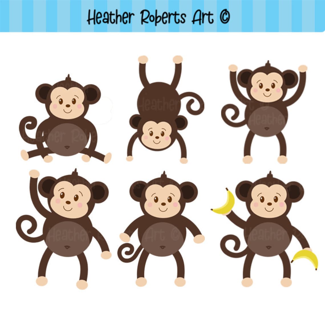 14 PACK Monkeys Clipart Set - PNG JPEG Cute Monkeys, Monkey, Baby ...